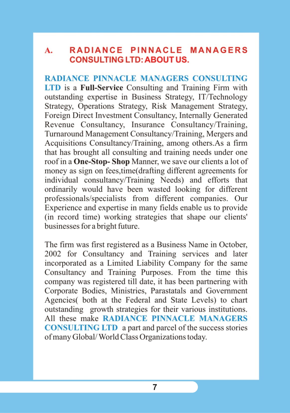 Radiance Insurance Managers (ePROFILE) – Pinnacle Radiance Group ...